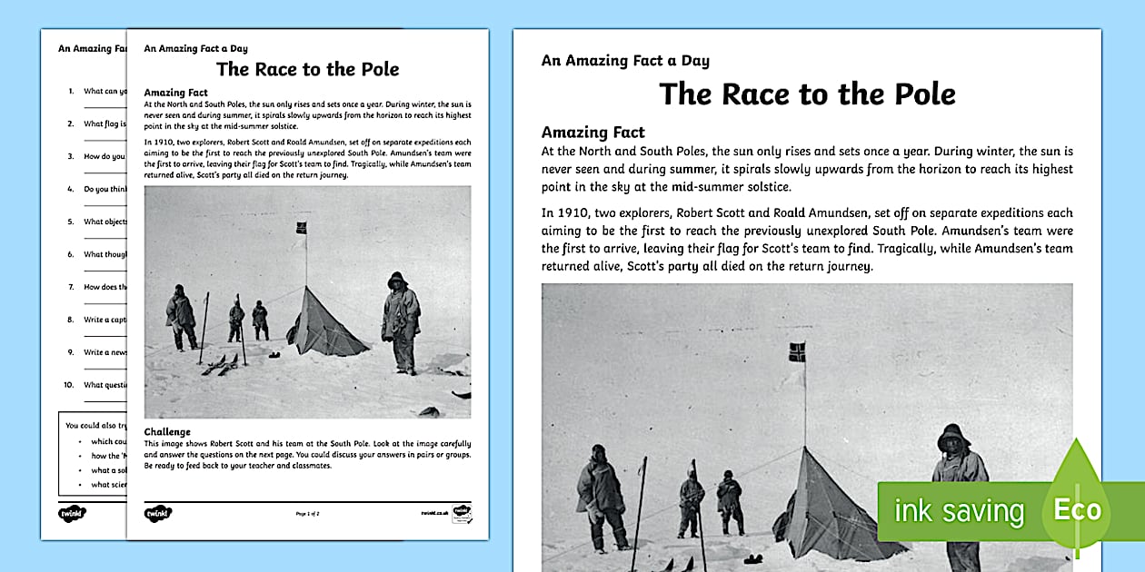 Editable The Race to the Pole Worksheet - Twinkl