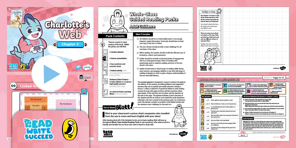 FREE! - Charlotte's Web Whole-Class Guided Reading Pack 2: Chapter 3 [LKS2]