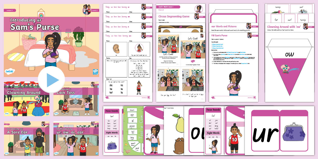 NZ Phonics: Level 3: Weekly Pack: 'ur, ow, oi, ear' Sounds