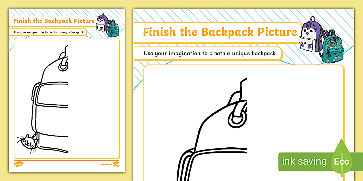 Finish the Backpack Picture Worksheet (teacher made)
