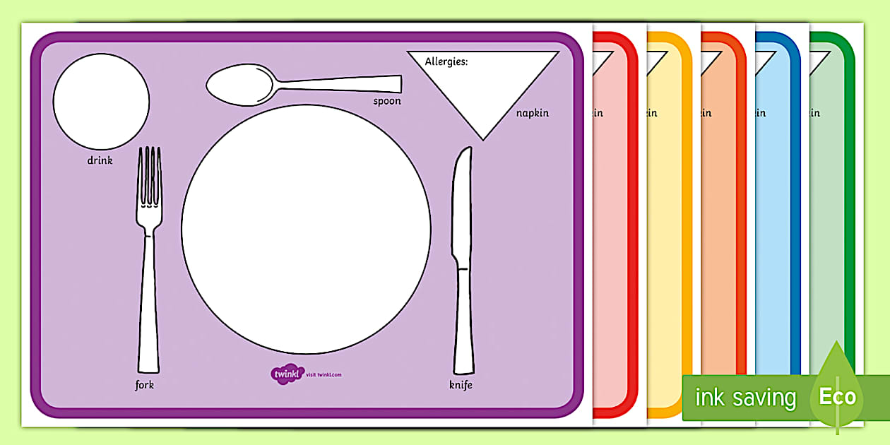 Editable Plate and Cutlery Placemats With Allergies - Twinkl