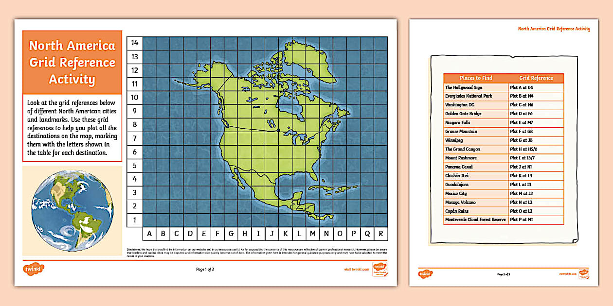 👉 North America Grid Reference Activity