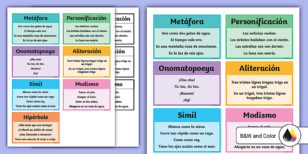 Tarjetas de referencia: Lenguaje figurado - Twinkl
