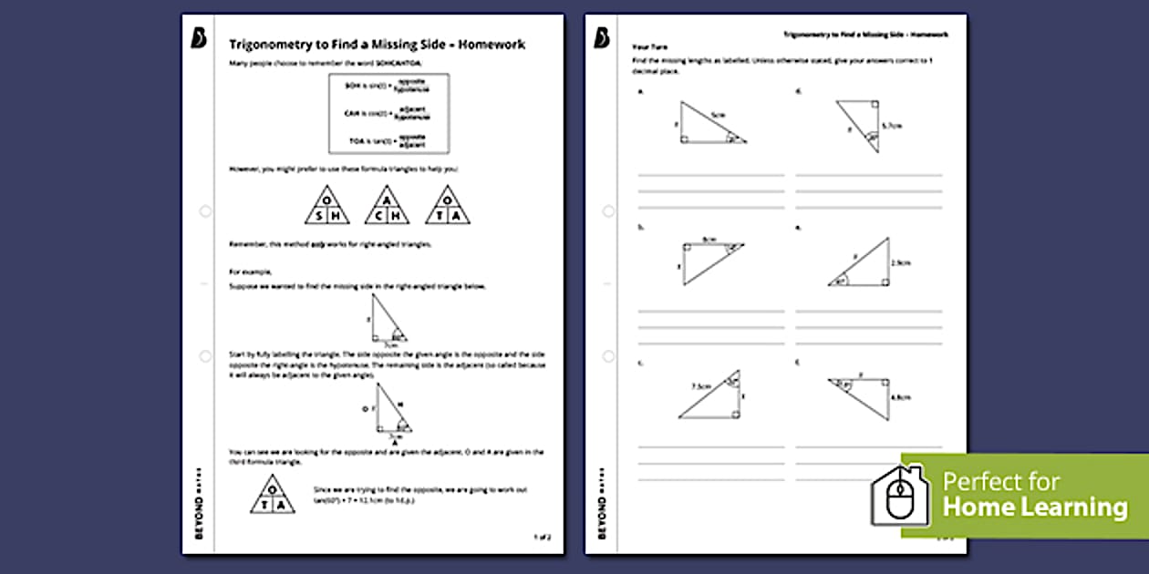 👉 Trigonometry Missing Sides Homework | KS4 Maths | Beyond