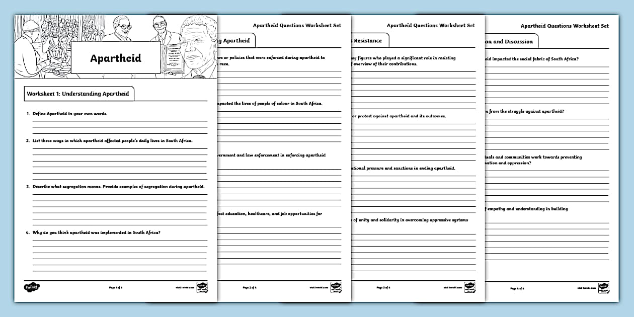 Apartheid Questions Worksheet - Twinkl South Africa