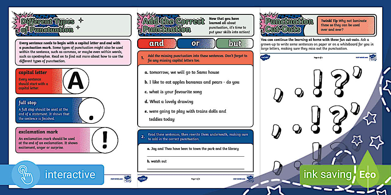 Add the Correct Punctuation Activity (Ages 5 - 7) - Twinkl