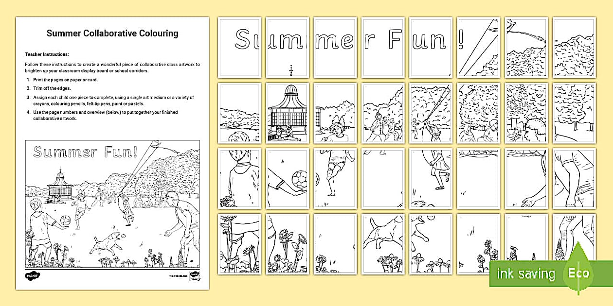 KS2 Summer Collaborative Colouring (Teacher-Made) - Twinkl