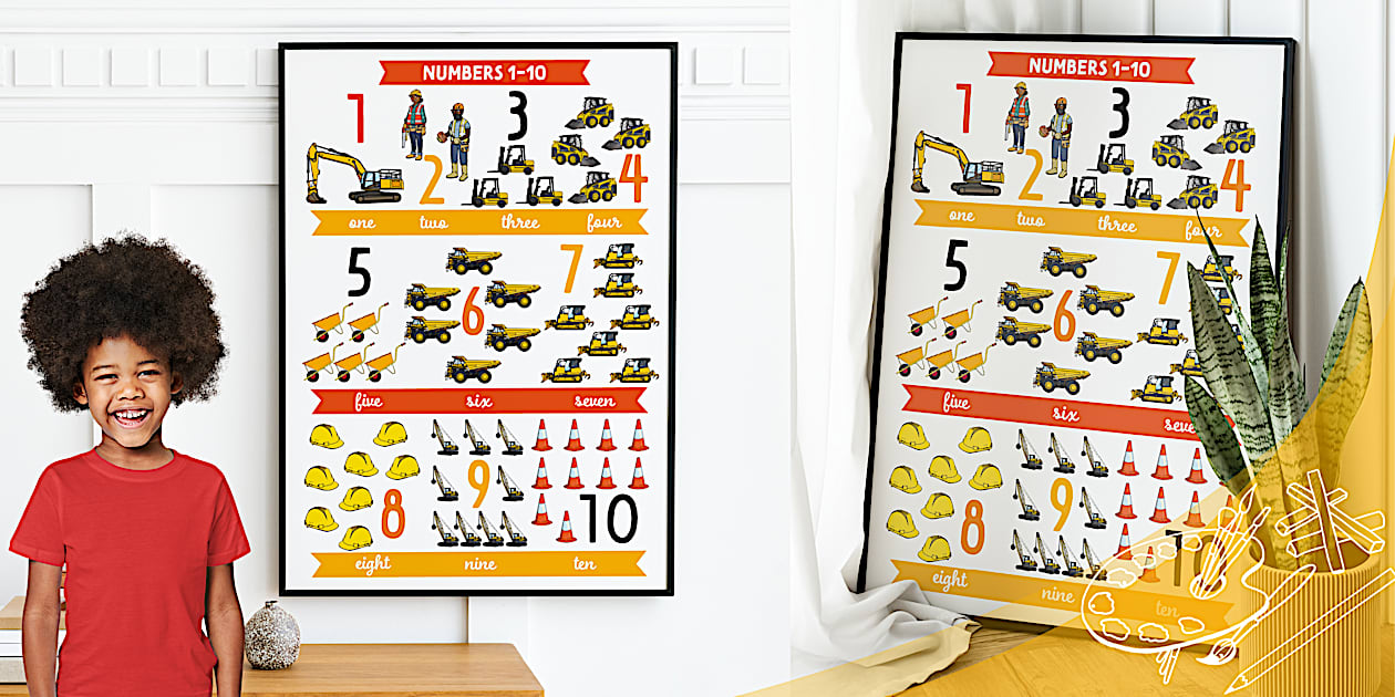 Numbers 1-10 Construction Vehicles Poster (teacher made)