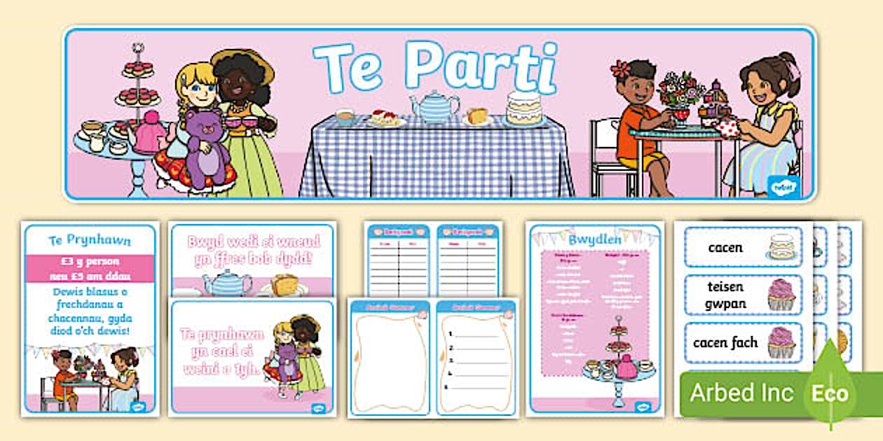 Pecyn Chwarae Rôl Te Parti (Teacher-Made) - Twinkl