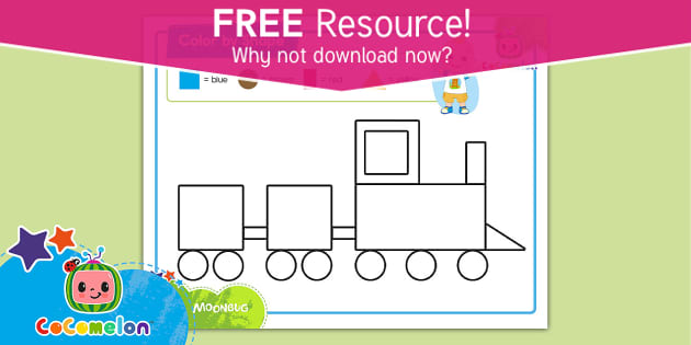 FREE CoComelon: Color by Shape Activity - Twinkl