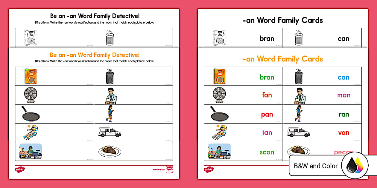 -an Word Family Read and Write the Room Worksheet - Twinkl