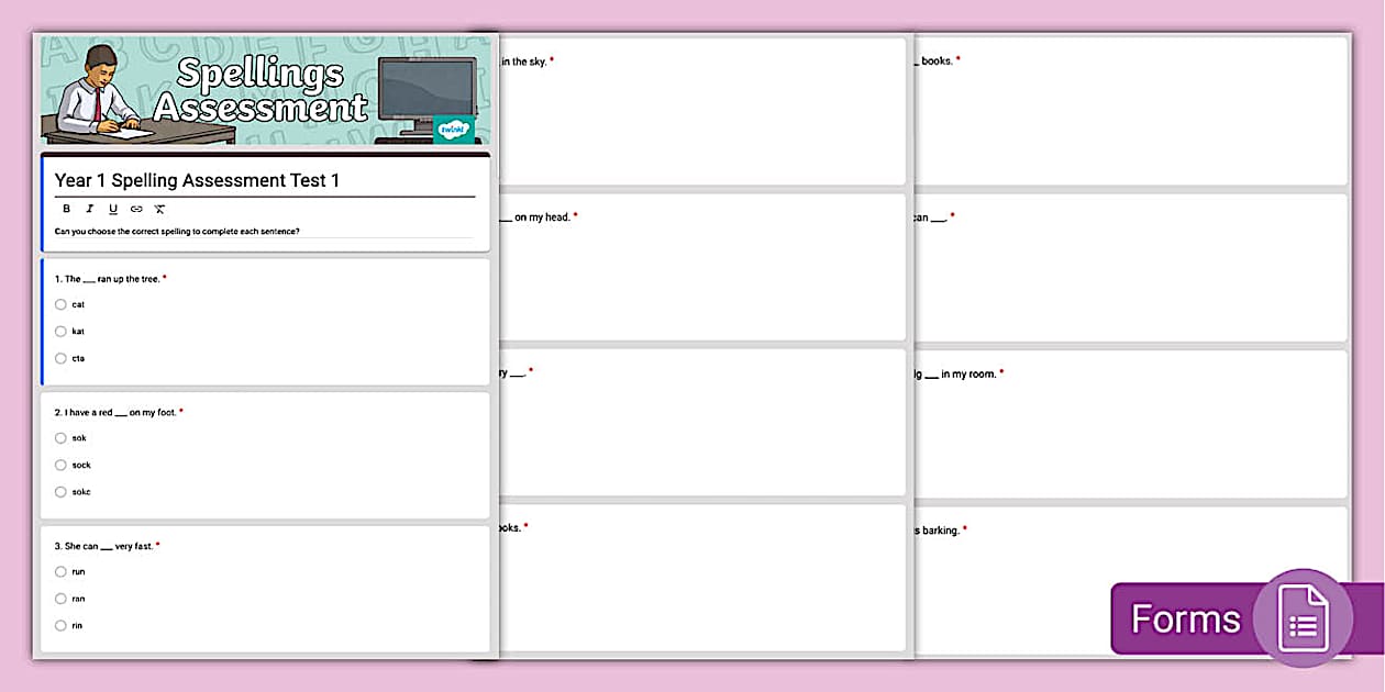 Year 1 Spelling Assessment Test (teacher made) - Twinkl