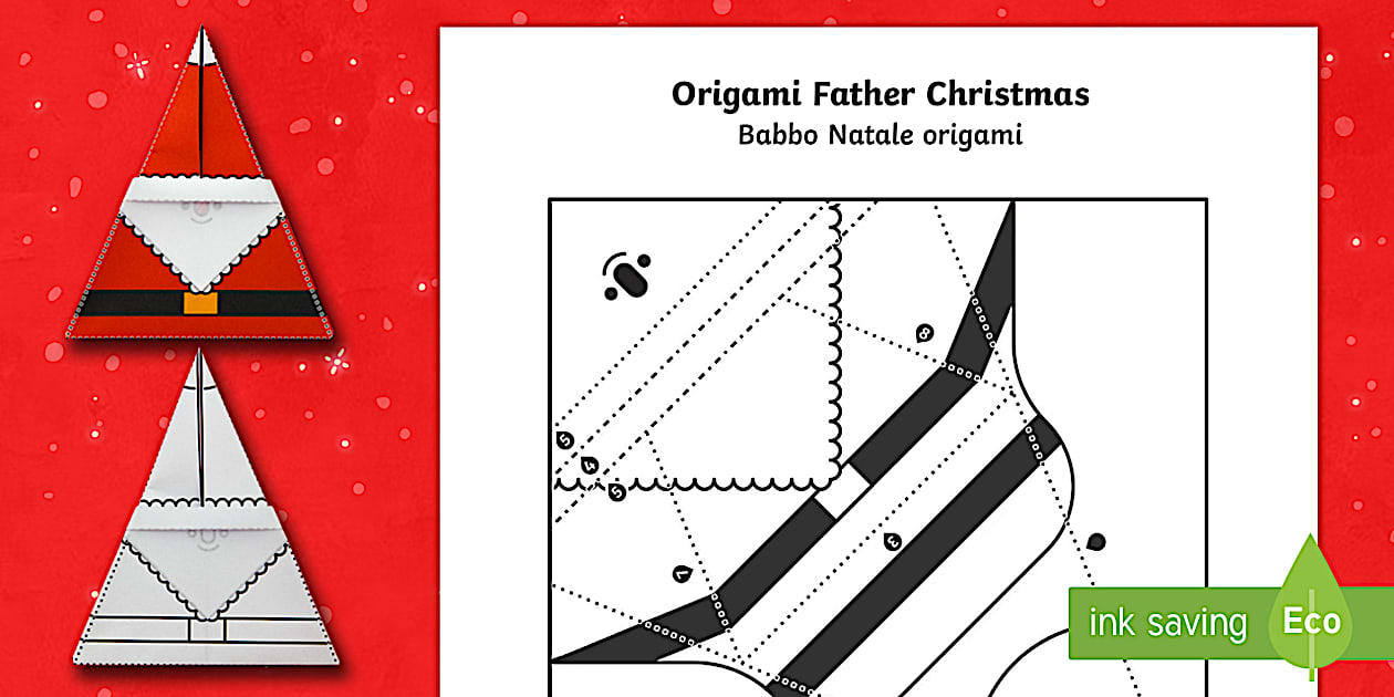 Simple Origami Father Christmas Paper Craft English/Italian