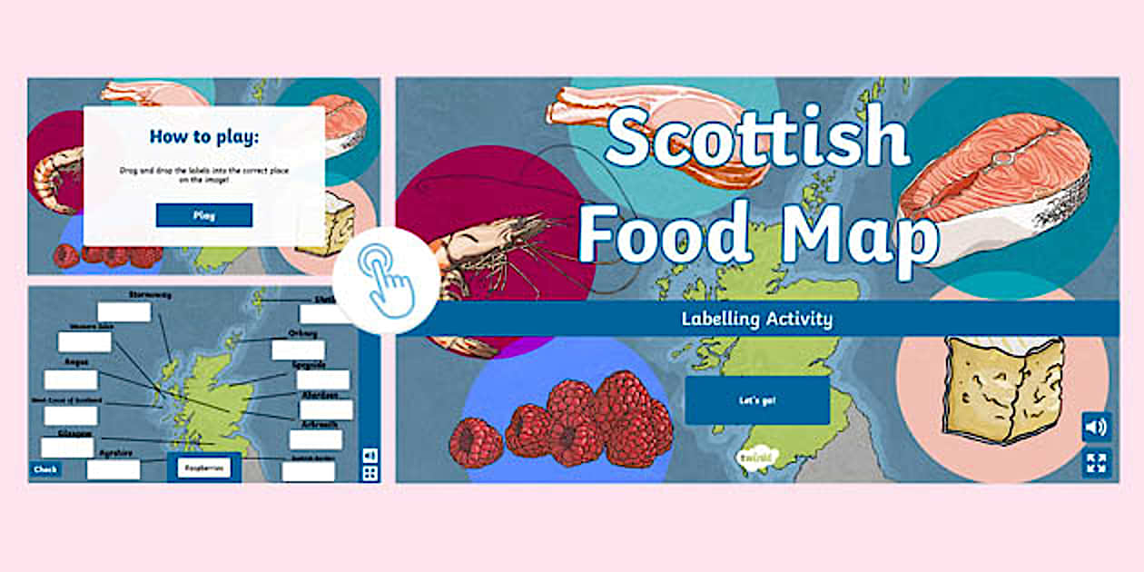 Interactive Scottish Food Map - Labelling Activity for Kids