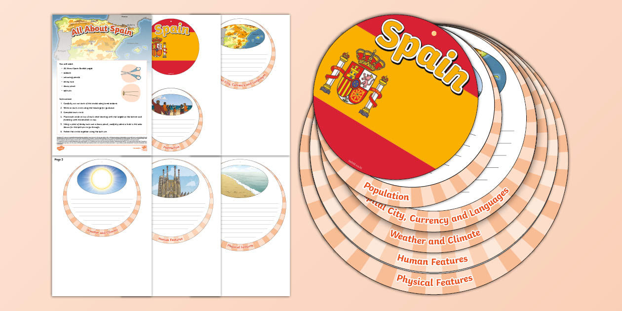 All About Spain Circles Booklet - Twinkl