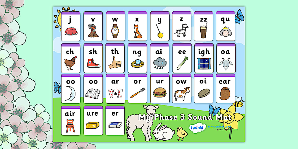 Spring Themed Phase 3 Sound Mat (teacher made) - Twinkl