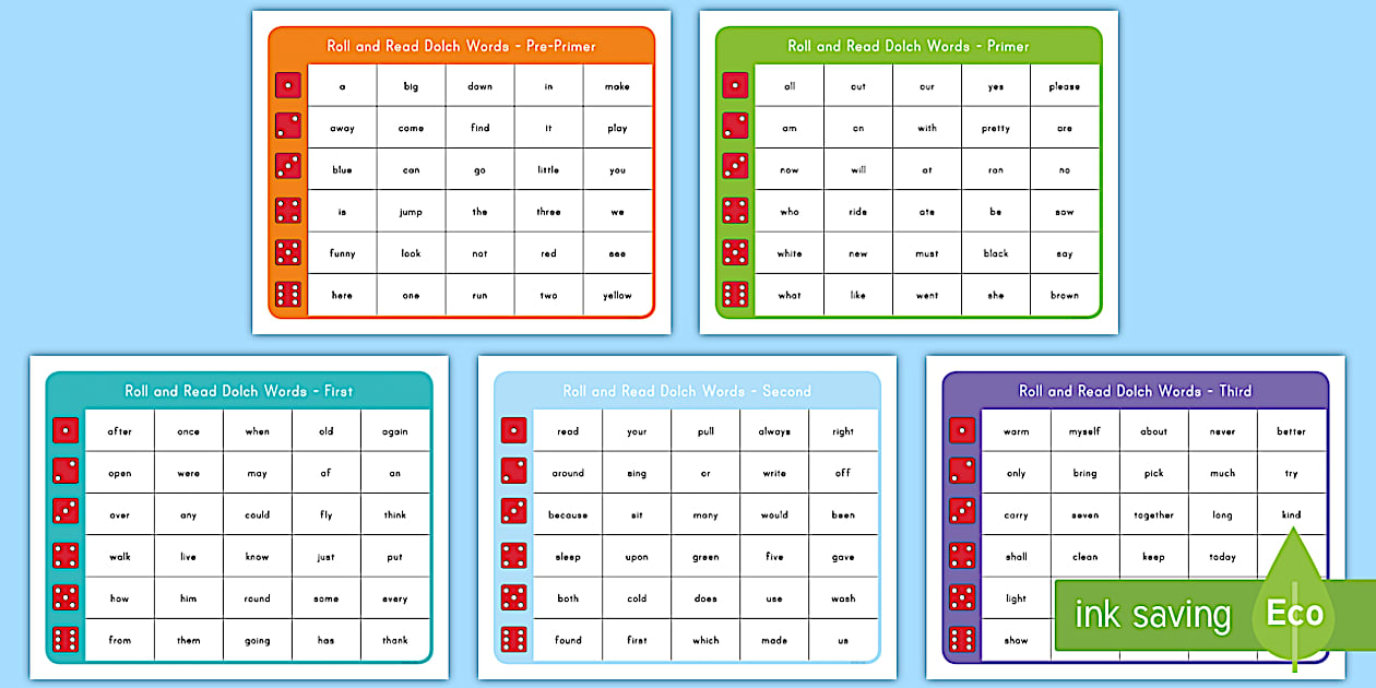 Dolch Sight Words List Roll and Read Mats Pack - Twinkl