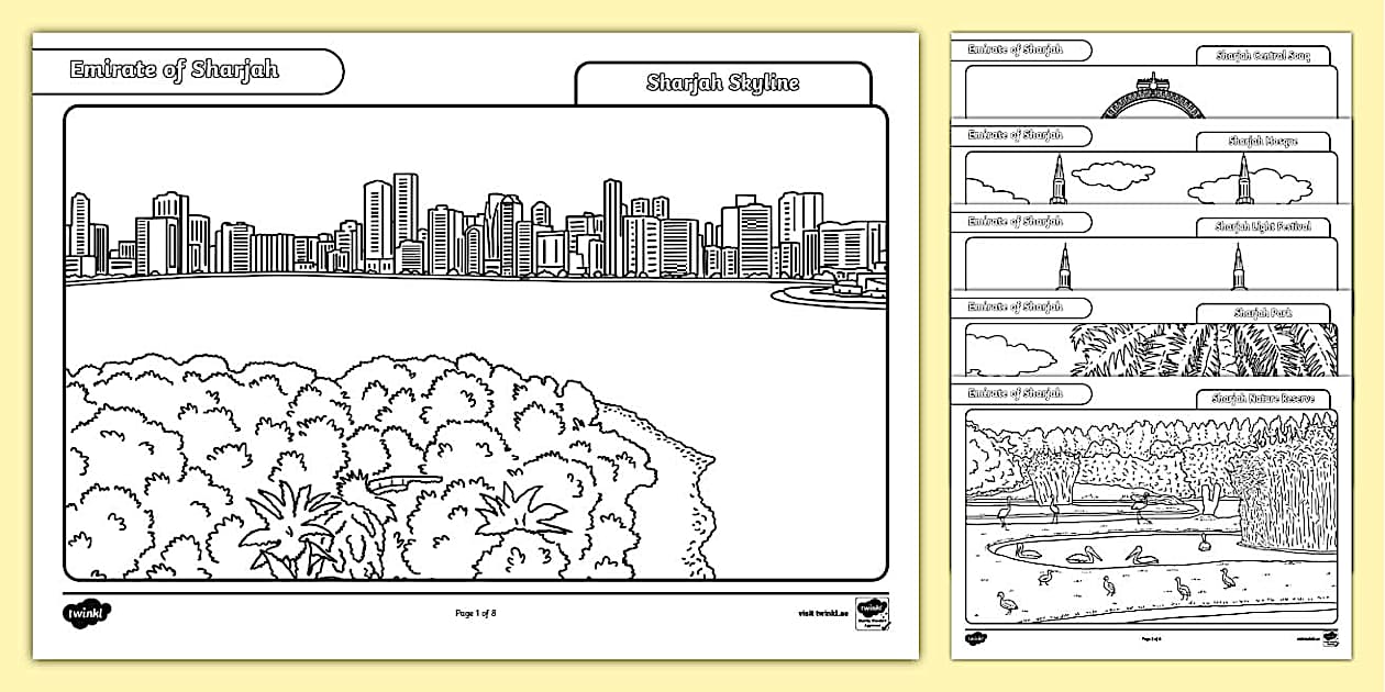 UAE - Sharjah Colouring Sheets (teacher made) - Twinkl