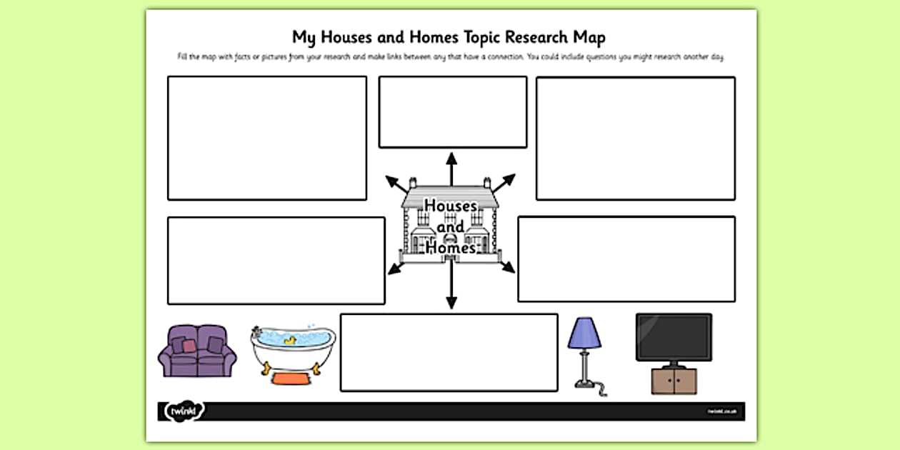 Editable Houses and Homes Topic Research Map (teacher made)