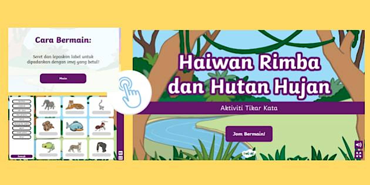 Aktiviti Tikar Kata Interaktif Haiwan Rimba dan Hutan Hujan