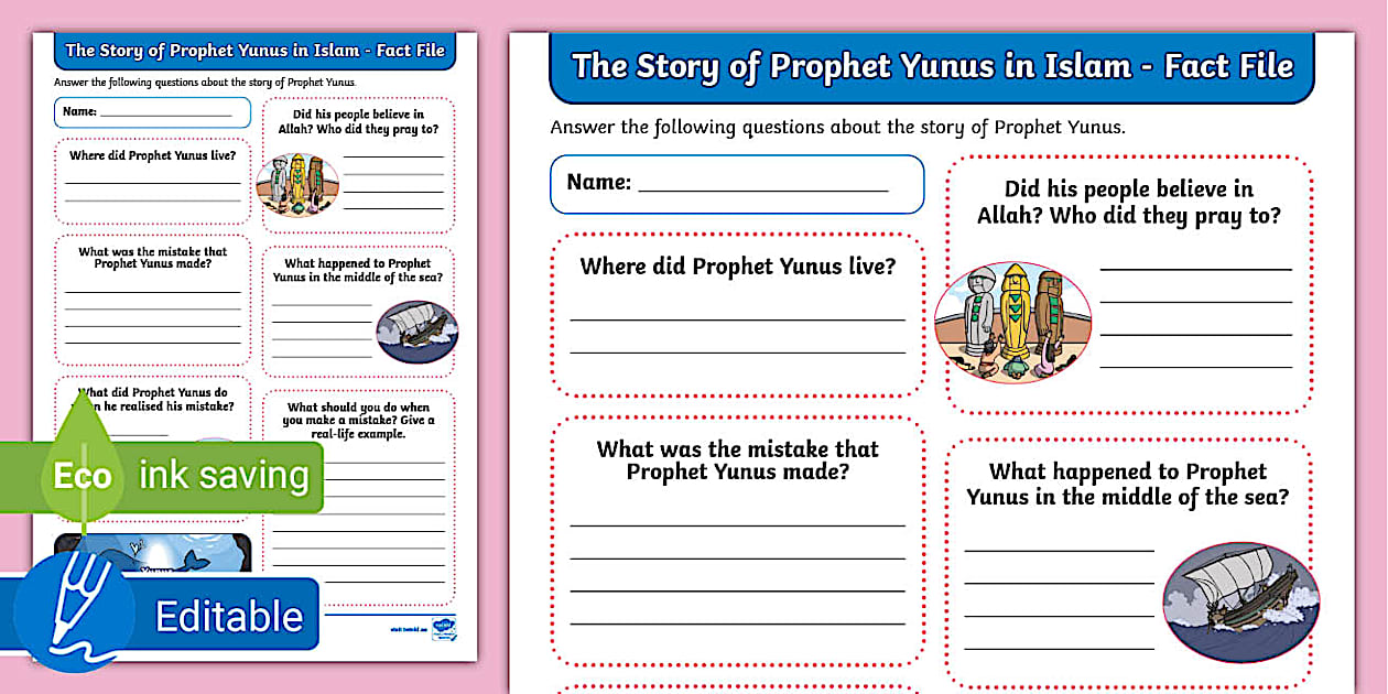 The Story of Prophet Yunus in Islam Fact File Activity