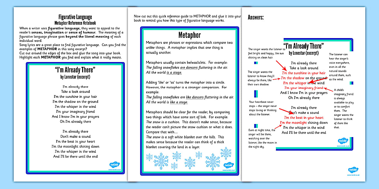 Metaphor Activity Pack | Literary Techniques | Twinkl