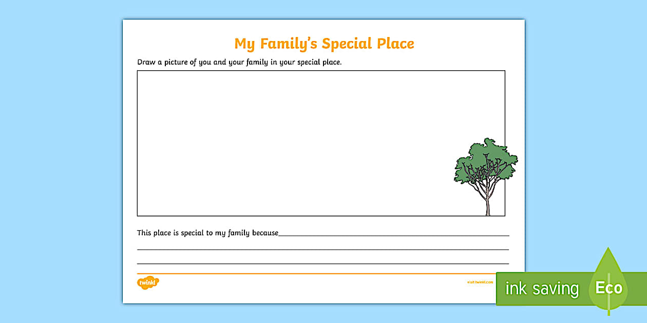 TAS My Family’s Special Place Drawing Worksheet - Twinkl