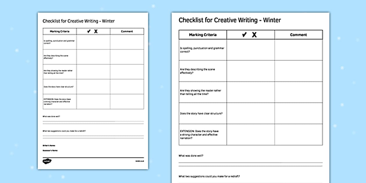 Writing Prompts Winter Checklist (teacher made) - Twinkl