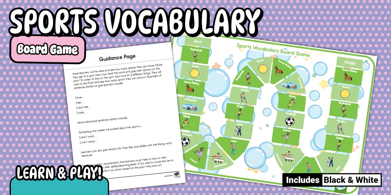Sports Vocabulary Board Game for Young Learners