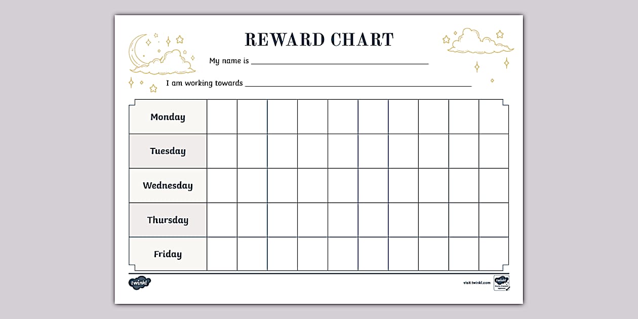 Celestial-Themed Reward Chart - Twinkl