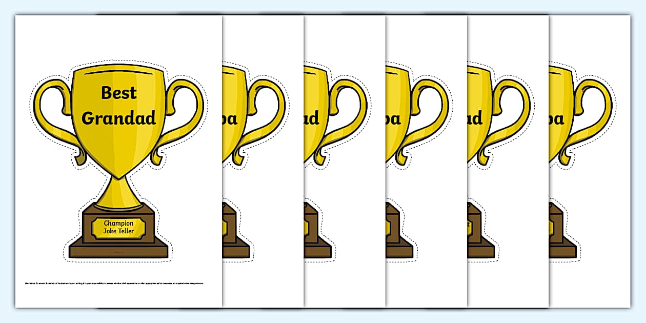 Best Grandad Trophy Cut-Outs - Twinkl Festivals - Twinkl