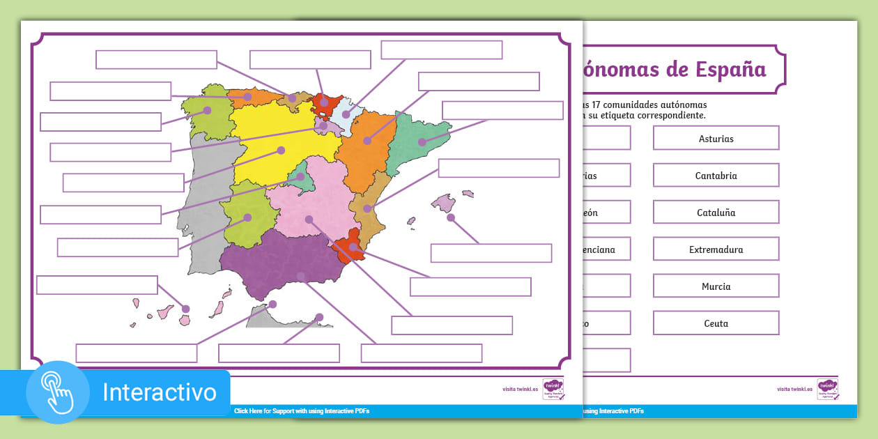 Mapa interactivo de las Comunidades Autónomas de España