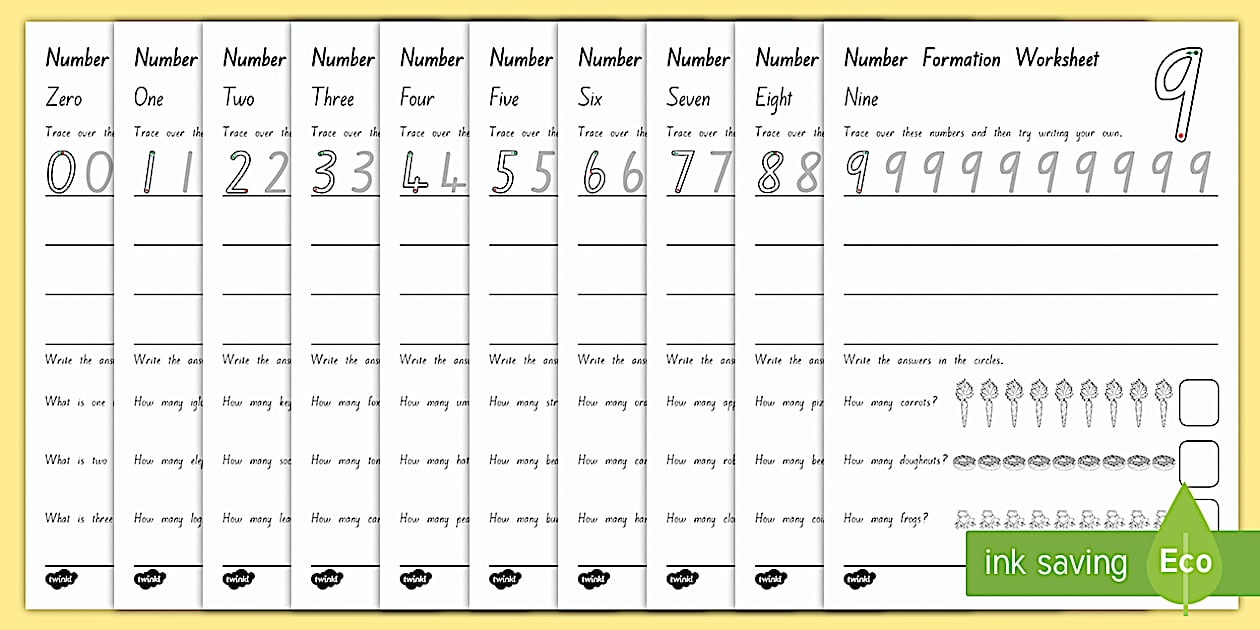 NZ Number Formation Worksheet (Teacher-Made) - Twinkl