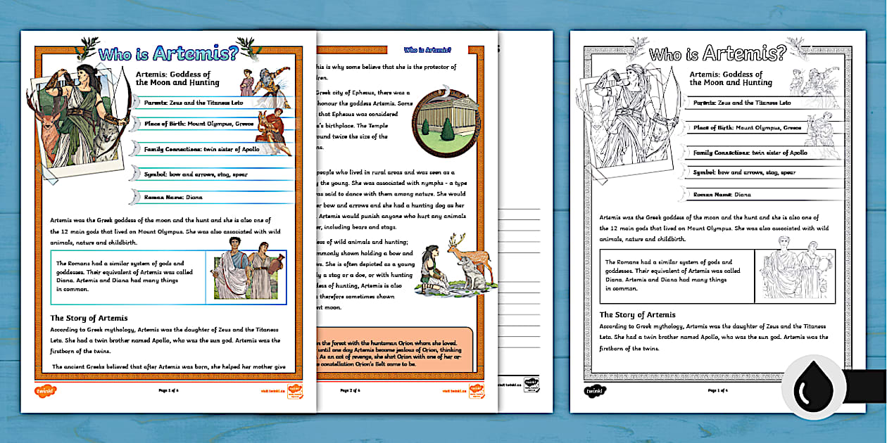 Artemis Greek God Intermediate Reading Comprehension