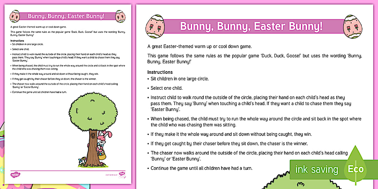 Easter Bunny PE Game Adult Guidance (teacher made) - Twinkl