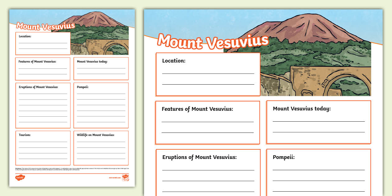 Mount Vesuvius Fact File Template (teacher made) - Twinkl