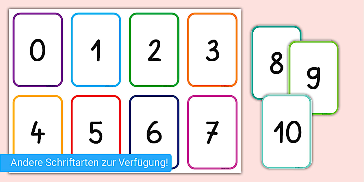 Zahlenschablonen 1 bis 10 | Zahlenkarten | Unterrichtsmaterialien
