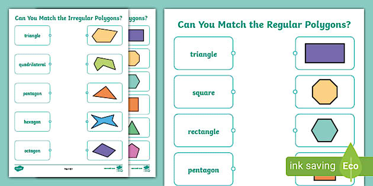 Shape Names Matching Worksheets (teacher made) - Twinkl