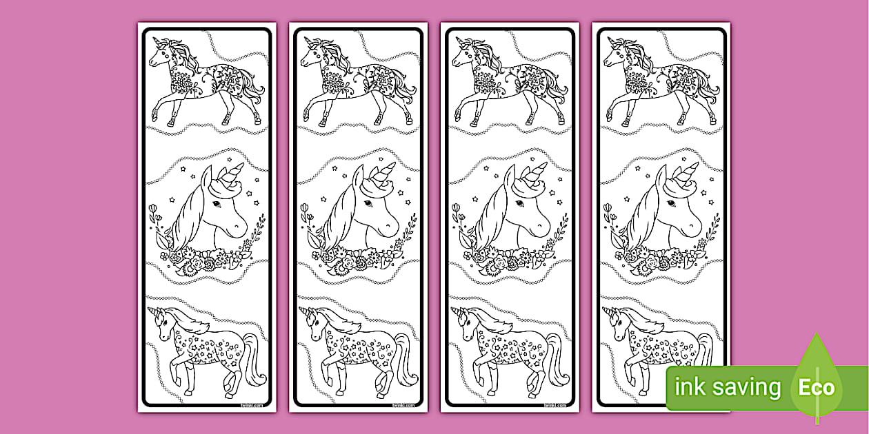 Unicorn Colouring Bookmarks (teacher made) - Twinkl