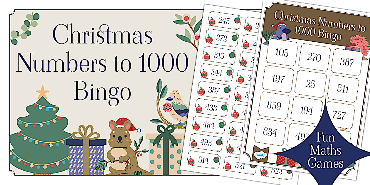 Christmas Numbers to 1000 Bingo