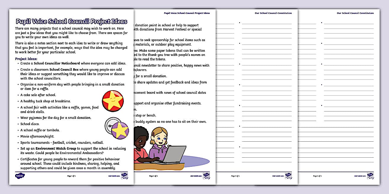 Pupil Voice School Council Project Ideas (teacher made)