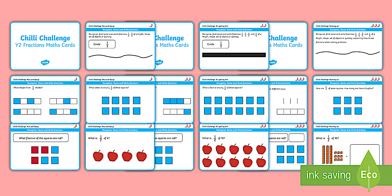 Year 2 Maths Fractions Chili Challenge Cards (Teacher-Made)