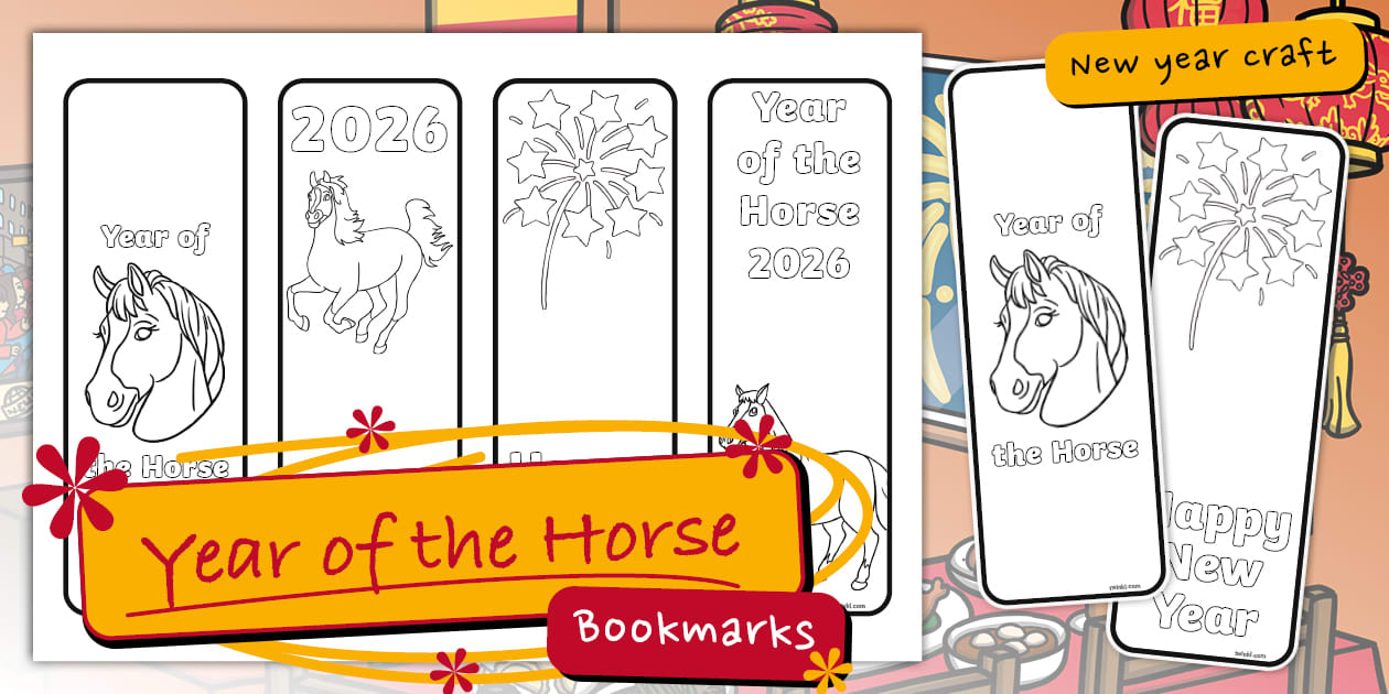 Design a Year of the Horse Bookmark | Twinkl