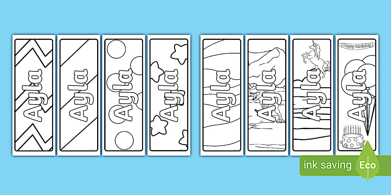 Ayla Name Simple Colouring Bookmarks (teacher made) - Twinkl