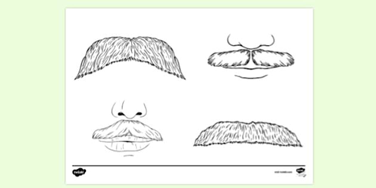 Moustache Colouring Sheet (teacher made) - Twinkl