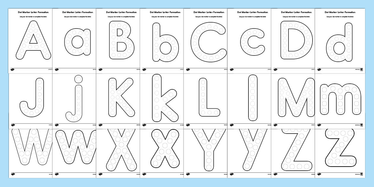 Uppercase and Lowercase Alphabet Dot Marker Letter Formation