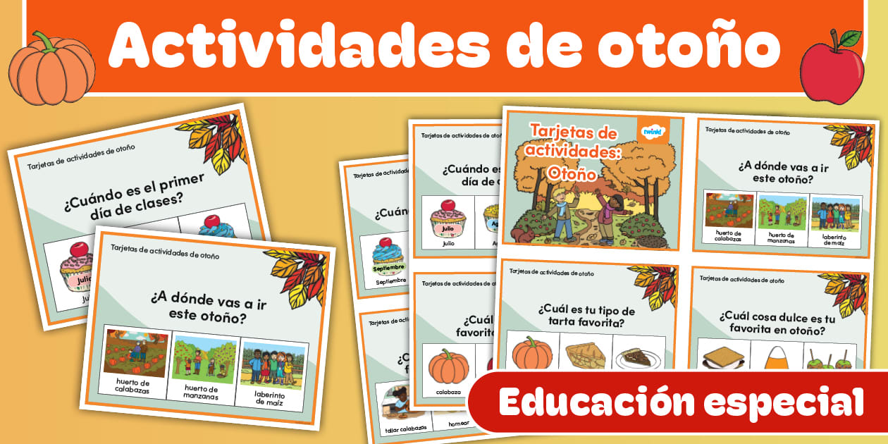 Tarjetas de actividades de otoño para educación especial