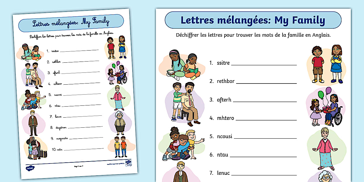 Lettres mélangées : My Family - Anglais LV (teacher made)