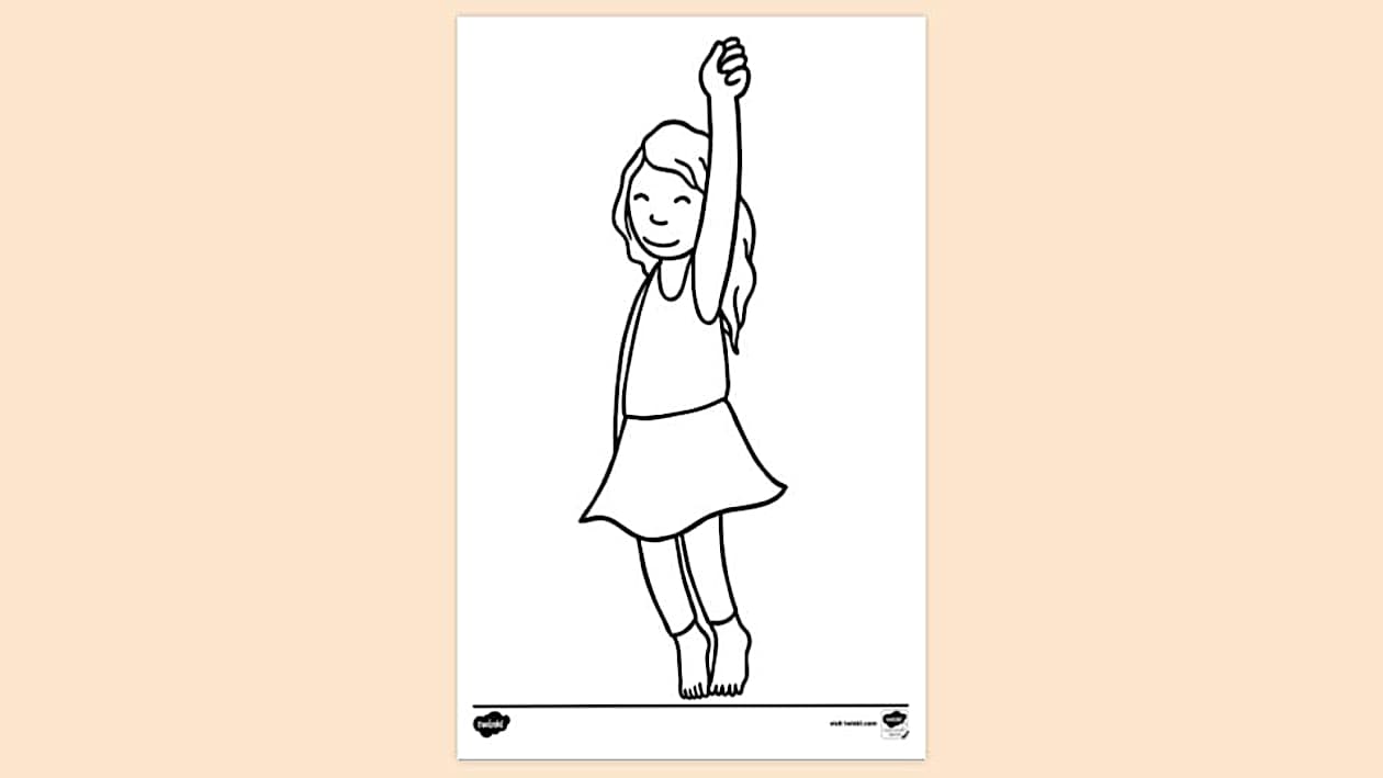 Floating Child Arm Stretched Upwards | Colouring Sheets