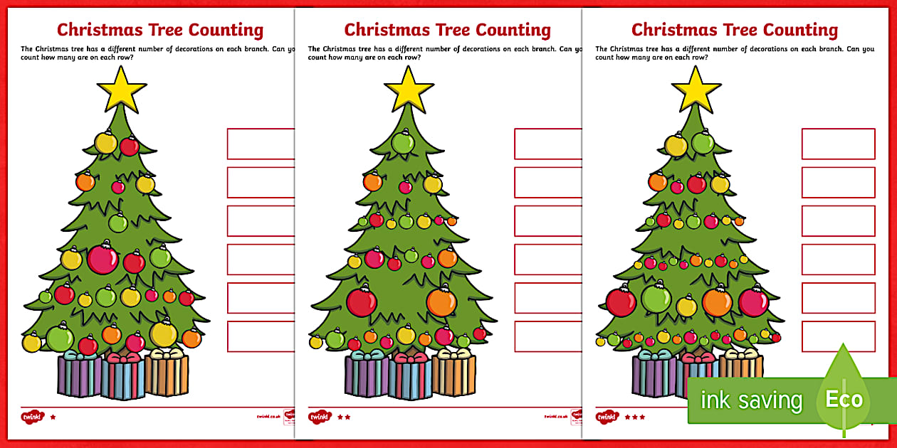Christmas Tree Differentiated Counting Worksheet / Worksheet